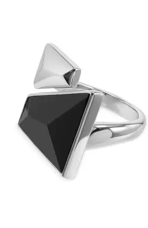 RETRO CHIC Echo Ring With Black Agate And Polished Metal
