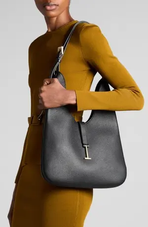 TOM FORD Medium Kara Grained Leather Hobo Bag - Black