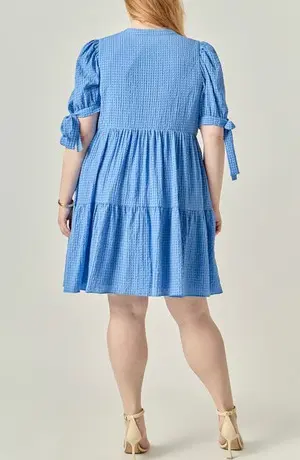 English Factory Gingham Tiered Minidress