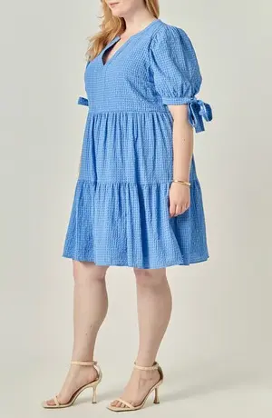 English Factory Gingham Tiered Minidress