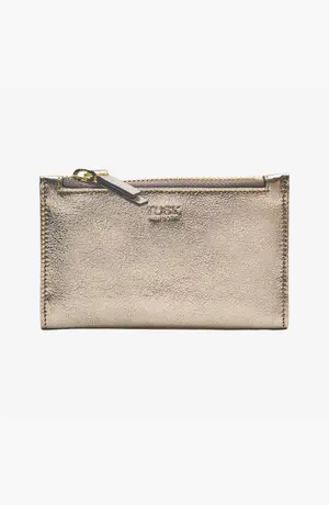 TUSK Jen Slim Card Case With Zip Coin Pocket - Gold