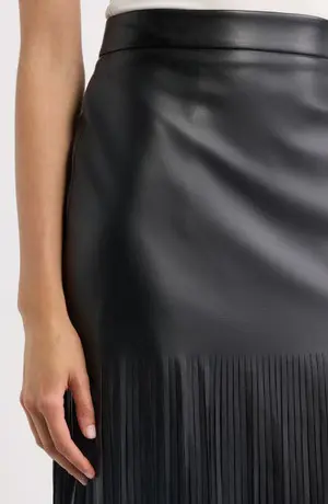 Elie Tahari Kaia Faux Leather Fringe Skirt