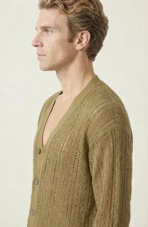 MODENAIRE Open Knit V-neck Cardigan