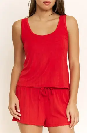 Honeydew Intimates Modal Rib Lounge Tank - Holly Red