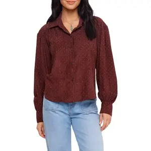 Karen Kane Embellished Faux Suede Shirt - Wine
