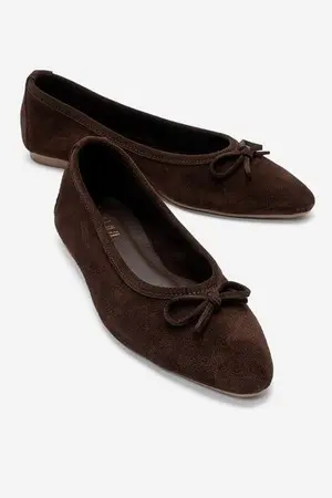 FOREVER & ALWAYS SHOES Umiel Leather Bow Ballet Flat