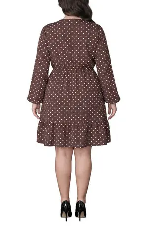 STANDARDS & PRACTICES Polka Dot Ruffle Hem Long Sleeve Minidress