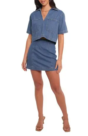PETAL & PUP Denim Crop Top And Miniskirt Set