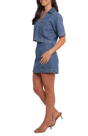 PETAL & PUP Denim Crop Top And Miniskirt Set