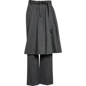Sacai Pinstripe Skirt Layered Trousers - Black