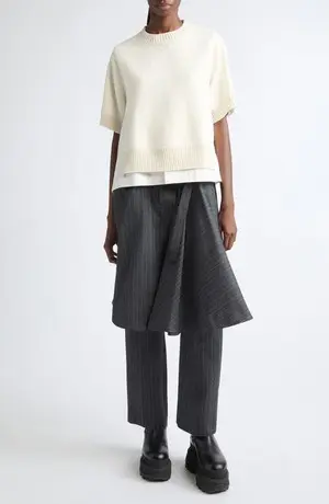 Sacai Pinstripe Skirt Layered Trousers
