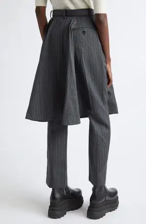 Sacai Pinstripe Skirt Layered Trousers