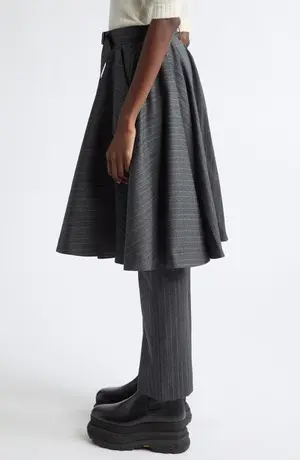 Sacai Pinstripe Skirt Layered Trousers