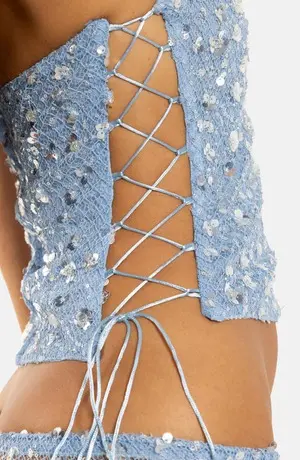 JADED LONDON Sequin Lace Corset Top