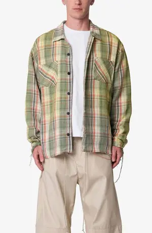 Mnml Vintage Plaid Flannel Shirt - Green