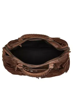 Balenciaga Medium Suede Satchel With Tassels