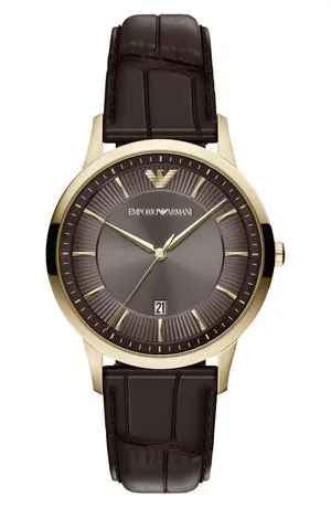Emporio Armani Archetipo Leather Strap Watch