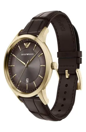 Emporio Armani Archetipo Leather Strap Watch