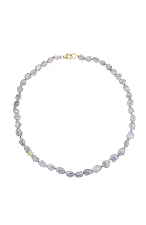 Sheryl Lowe 14k Yellow Gold Keshi Pearl And Diamond Necklace
