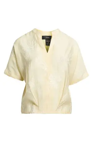 RAIN AND ROSE Embroidered Balloon Sleeve Shirt - Yellow