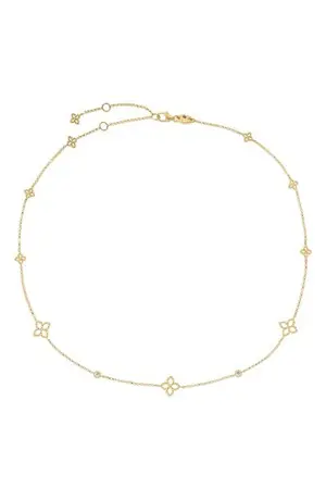 Roberto Coin Principessa Diamond Flower Station Necklace - Yellow