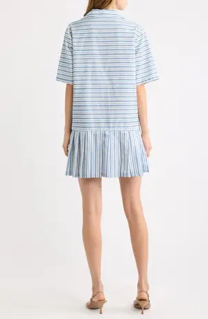 PETAL & PUP Fraser Stripe Drop Waist Mini Shirtdress