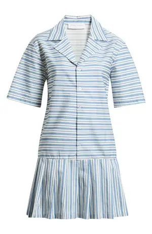PETAL & PUP Fraser Stripe Drop Waist Mini Shirtdress
