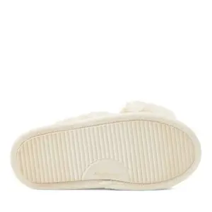 DEARFOAMS Mama Fur Slide Slippers With Bow Detailing - Creme Brulee