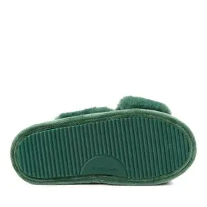 DEARFOAMS Mama Fur Slide Slippers With Bow Detailing - Spruce