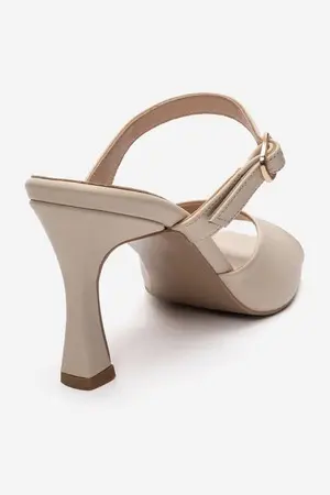 FOREVER & ALWAYS SHOES Urael Leather Stiletto Strap Sandal - Beige