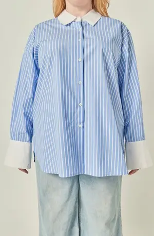 English Factory Stripe Oversized Button-up Shirt