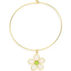 KARINE SULTAN 24k Gold Plated Bloom Pendant Collar Necklace - Gold/green