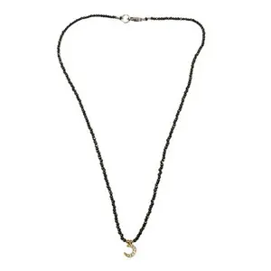 MADISON BEVERLY HILLS Hematite Micro Bead Crescent Moon Choker Necklace