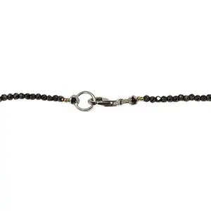 MADISON BEVERLY HILLS Hematite Micro Bead Crescent Moon Choker Necklace