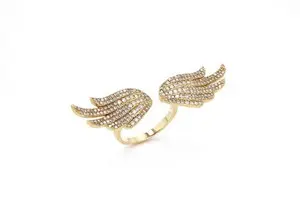 Sheryl Lowe 14k Yellow Diamond Angel Wing Ring - Gold