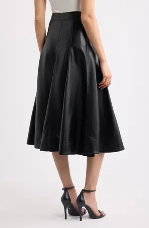 Elie Tahari Mireille Faux Leather Midi Skirt