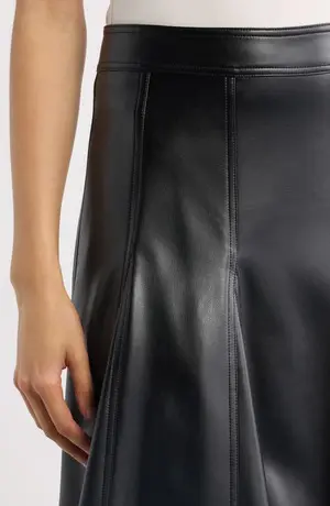 Elie Tahari Mireille Faux Leather Midi Skirt