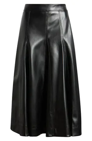 Elie Tahari Mireille Faux Leather Midi Skirt