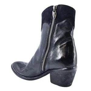MADISON MAISON Cowboy Round Toe Star Ankle Boot - Navy