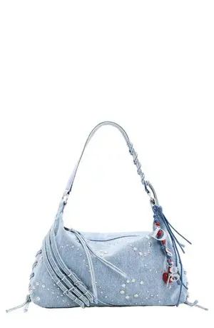 Desigual Medium Denim Shoulder Bag - Light Blue