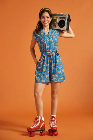 MODCLOTH Roller Skate Print Romper With Belt