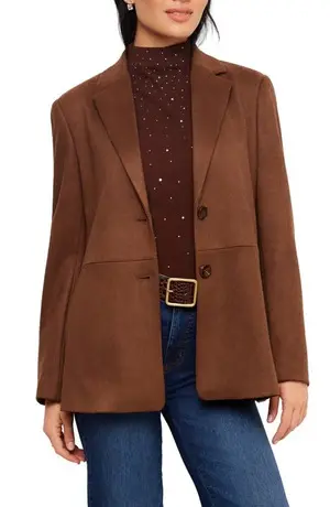 Karen Kane Faux Suede Blazer - Mocha