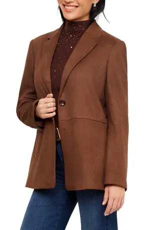 Karen Kane Faux Suede Blazer - Mocha