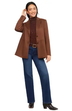 Karen Kane Faux Suede Blazer - Mocha