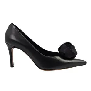 MADISON MAISON X Roberto Festa Linia Flower Leather Heel Pump - Black