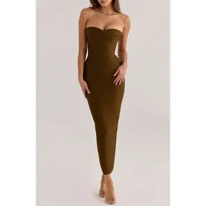 House Of Cb The Sweetheart Strapless Bandage Dress - Olive