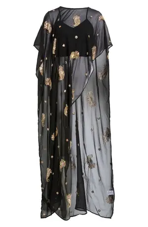 HOLICHIC Rimi Embroidered Georgette Cape Top