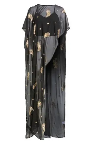 HOLICHIC Rimi Embroidered Georgette Cape Top