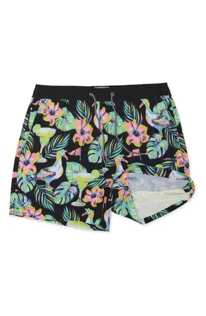PARTY PANTS Tross Up" Cocktail And Albatross Print Swim Trunks