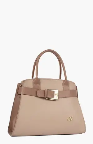 CAVALINHO Signature Cv Leather Handbag - Sand/beige